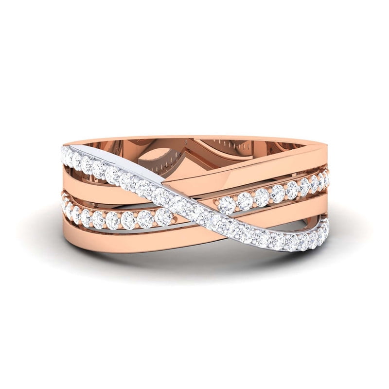 Auory 2 Tone Intertwined Crossover Statement Ring - Moissanite Ring for ...