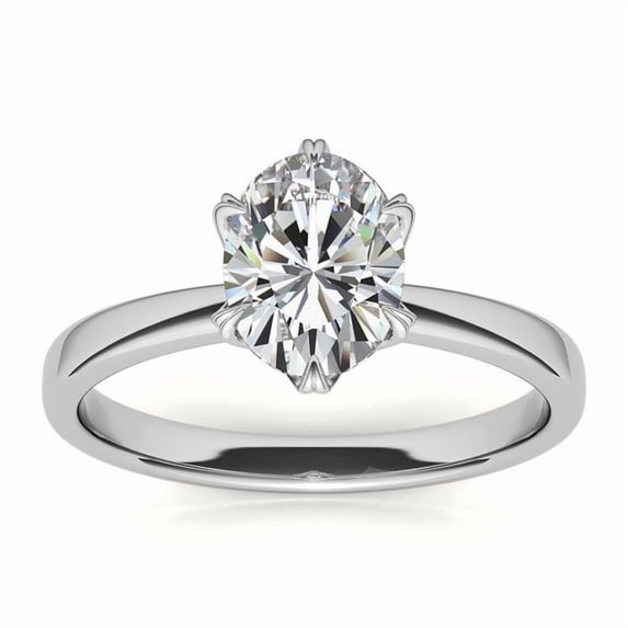 Auory 925 Sterling Silver Engagement Rings - Oval Cut Solitaire ...