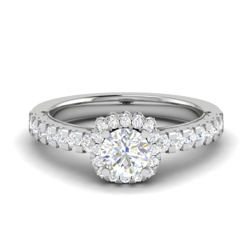 Auory 925 Sterling Silver Engagement Rings for Women, Round Halo ...