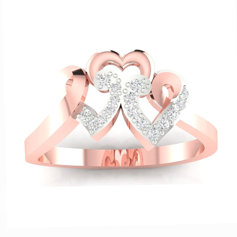 Auory Double Heart Moissanite Rose Gold Plated Ring for Women—Soulmate ...