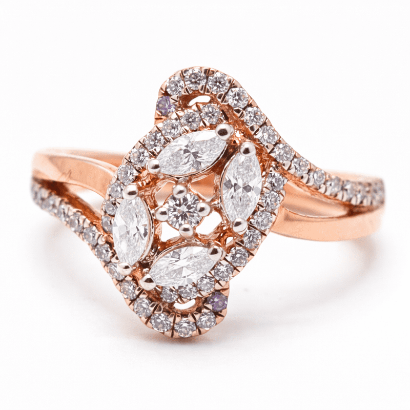 Auory Elegant Bypass Engagement Ring with Moissanite Halo Design and ...