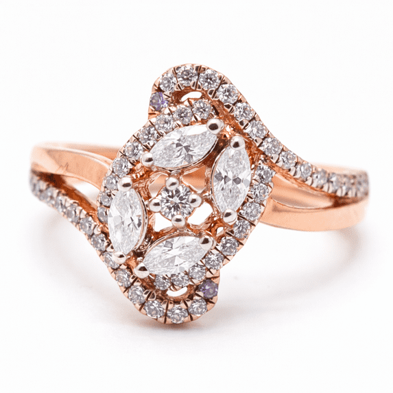 Auory Elegant Bypass Engagement Ring with Moissanite Halo Design and ...