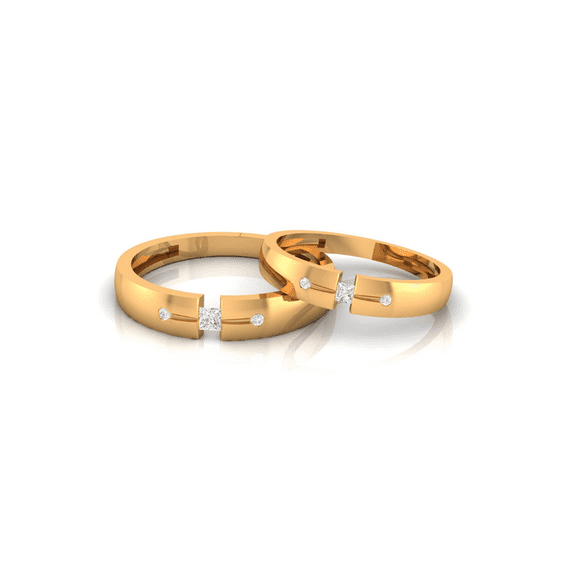 Auory Elegant Gold Plated Engagement Couple Rings with Central Princess ...