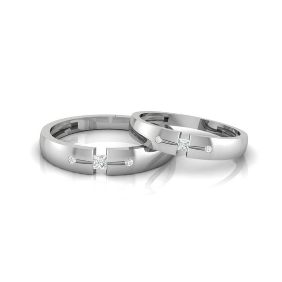 Auory Elegant White Gold Plated Engagement Couple Rings with Central ...