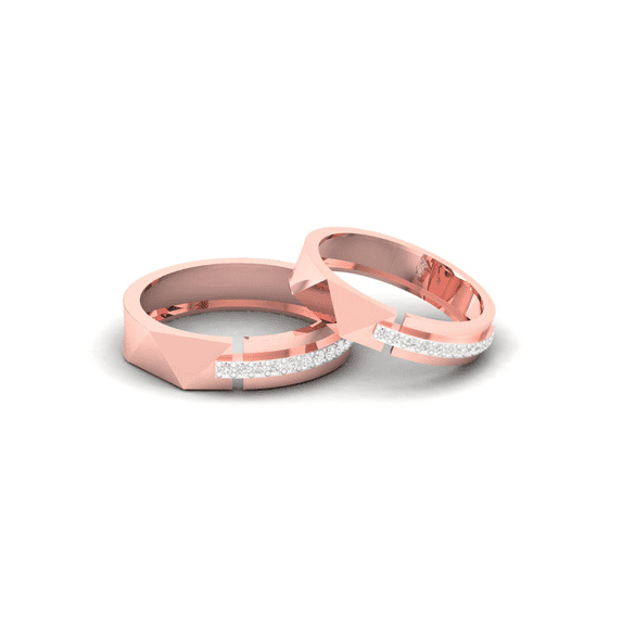 Auory Everlasting Love Couple Rings in Rose Gold Plating with Modern ...