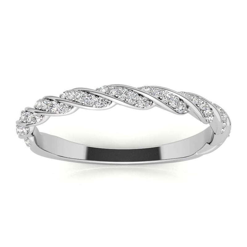 Auory Half Eternity Promise Ring - Moissanite Twisted Wedding Ring for ...