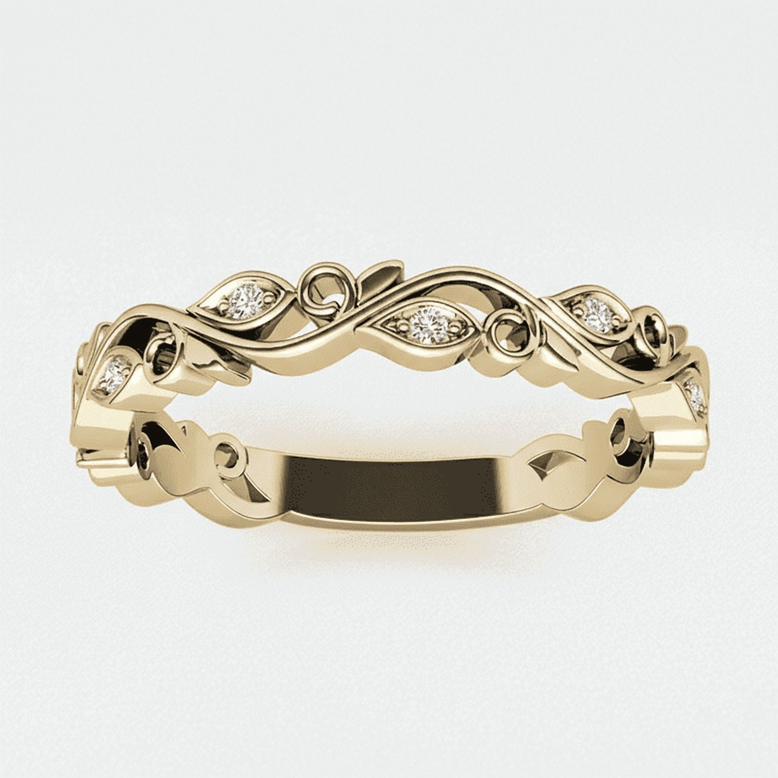 Auory Leaf Vine Moissanite Wedding Band - Moissanite Nature Inspired ...