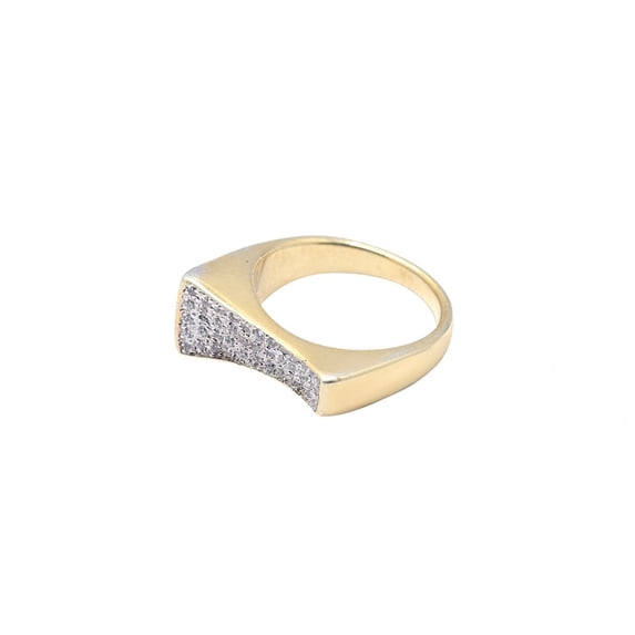 Auory Moissanite Cluster Tapered Band in Yellow Gold Plated, Unisex ...