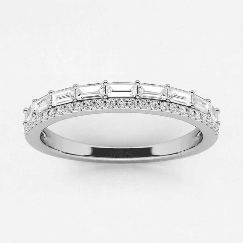 Auory Moissanite Double Row Bridal Wedding Band - Half Eternity Rings ...