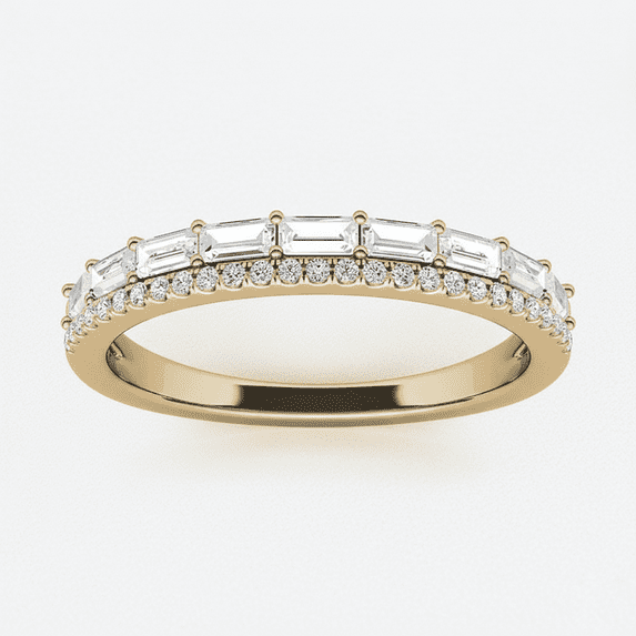 Auory Moissanite Double Row Bridal Wedding Band - Half Eternity Rings ...