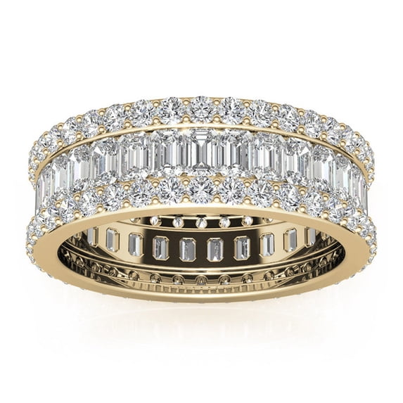 Auory Moissanite Engagement Band - 925 Sterling Silver 5Ct Emerald Cut ...