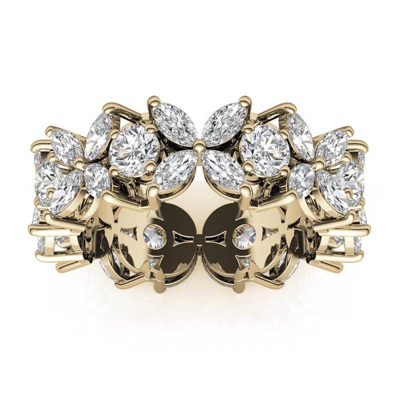 Auory Moissanite Flower Promise Wedding Ring - Elegant Anniversary Band ...