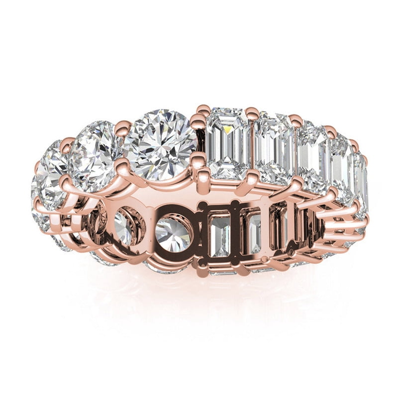 Auory Moissanite Full Eternity Wedding Band - Round and Emerald Cut ...
