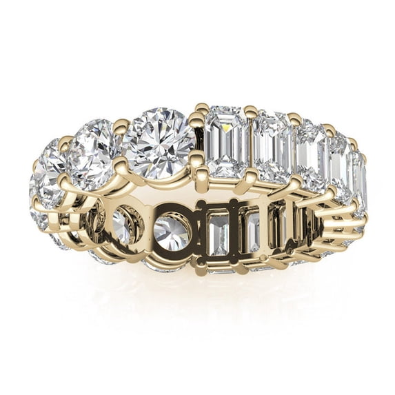 Auory Moissanite Full Eternity Wedding Band - Round and Emerald Cut ...