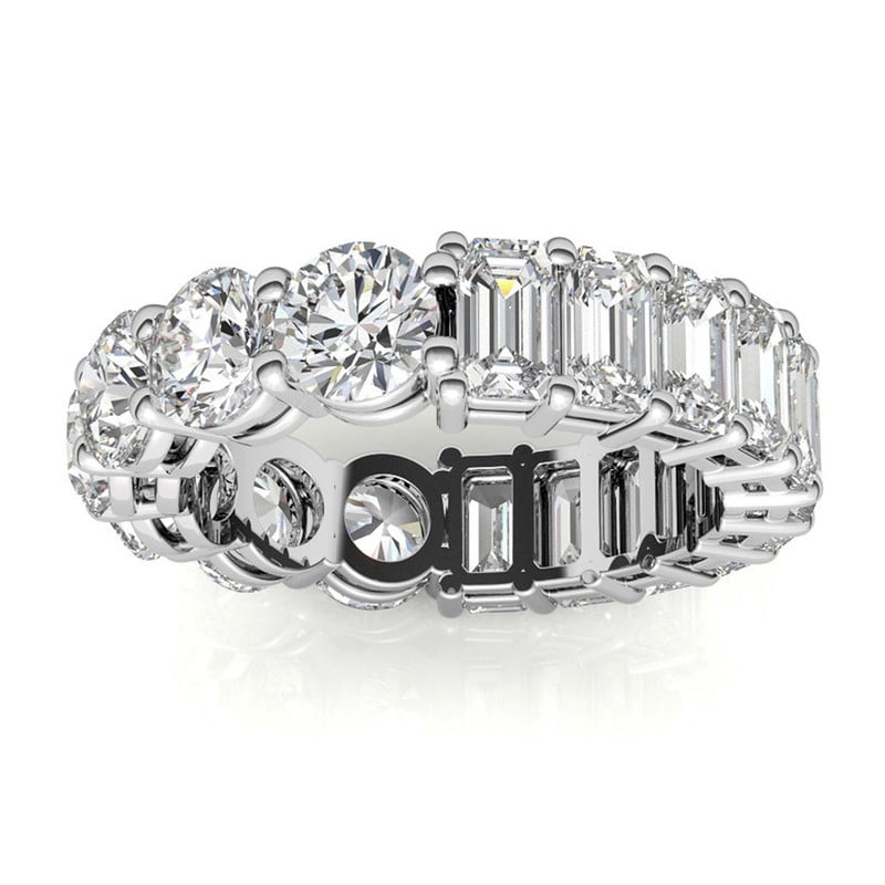 Auory Moissanite Full Eternity Wedding Band - Round and Emerald Cut ...