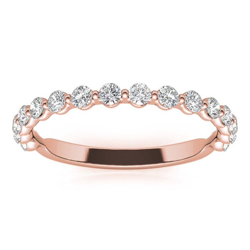Auory Moissanite Half Eternity Band - Round Cut Moissanite Wedding Ring ...