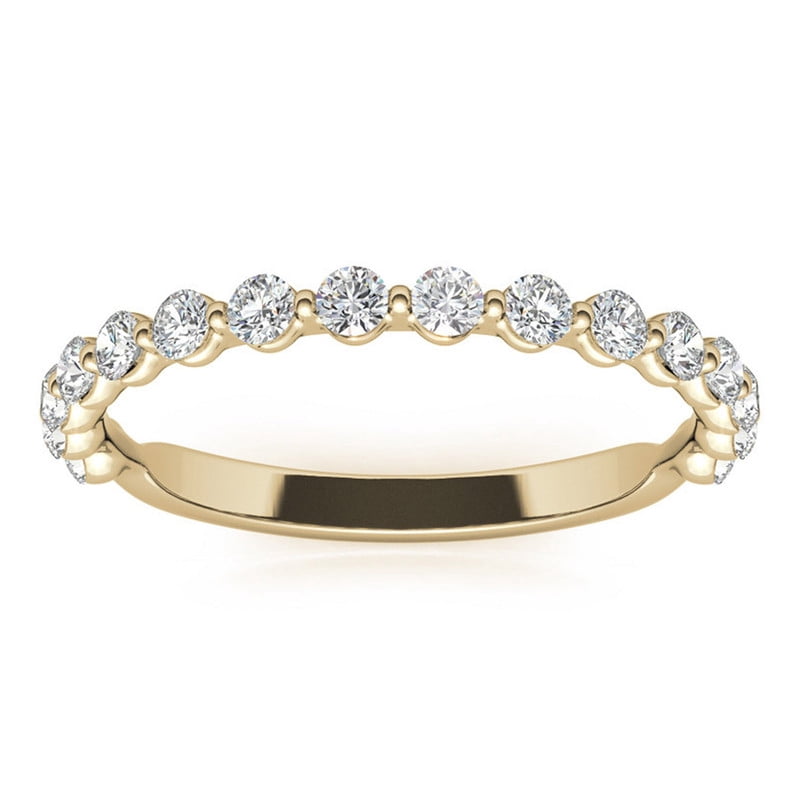 Auory Moissanite Half Eternity Band - Round Cut Moissanite Wedding Ring ...