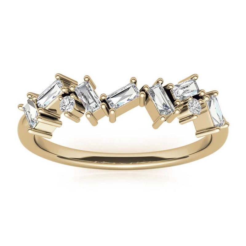 Auory Moissanite Half Eternity Wedding Band – 18K Rose Gold-Plated Zig ...
