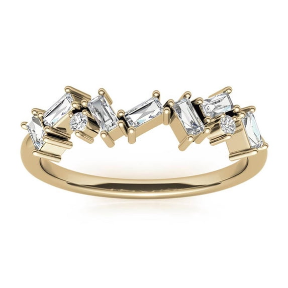 Auory Moissanite Half Eternity Wedding Band – 18K Rose Gold-Plated Zig ...