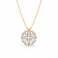 Auory Moissanite Heart Flower Pendant in Yellow Gold Plating Silver ...