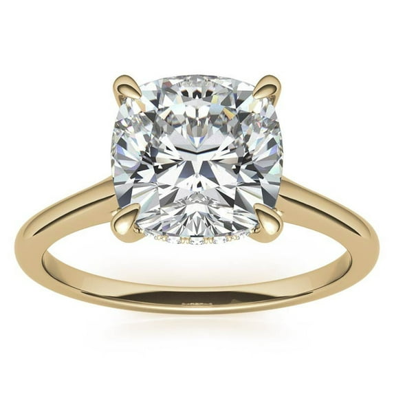 Auory Moissanite Solitaire Ring in Silver with Yellow Gold Plating ...