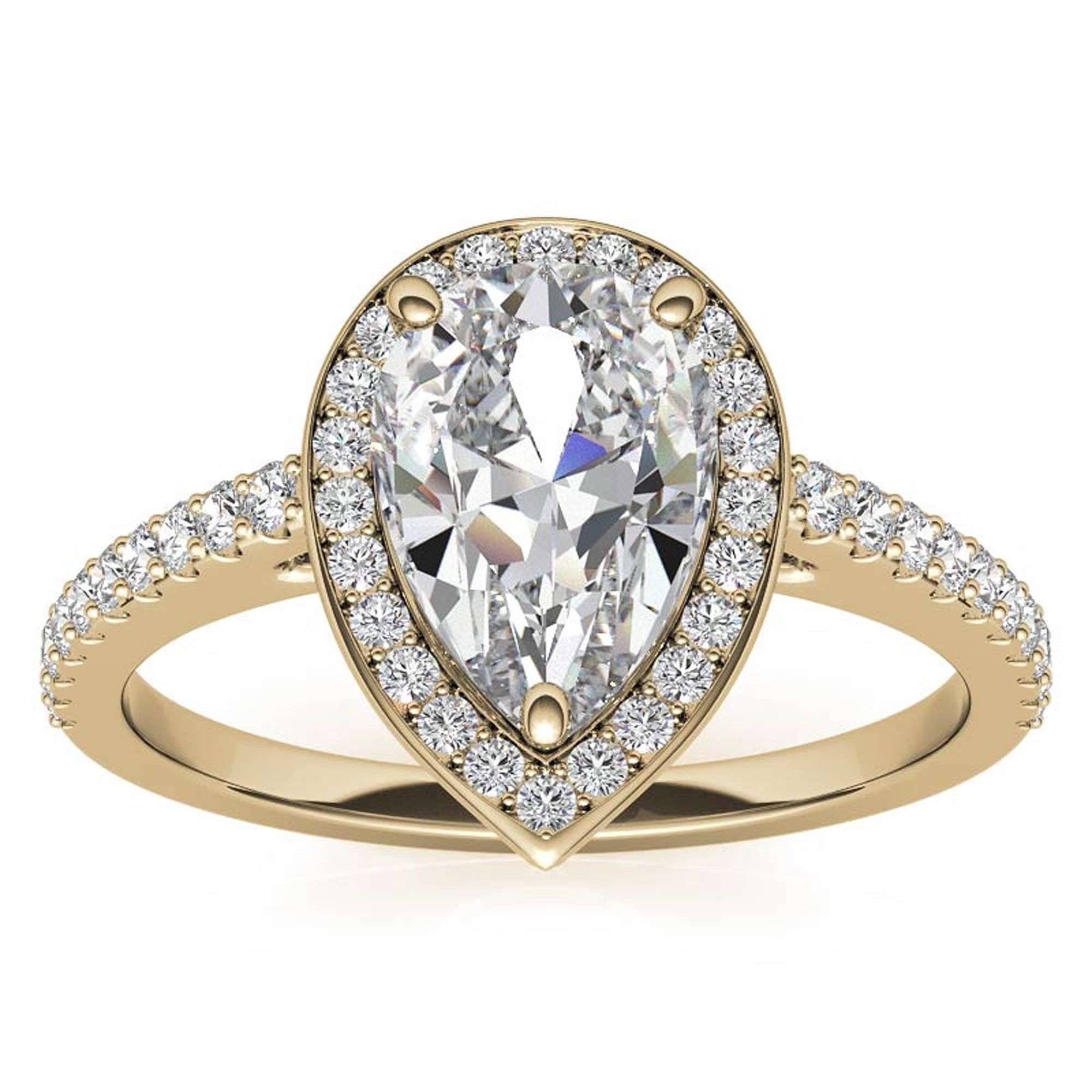 Auory Premium Pear Cut Moissanite Proposal and Wedding Ring for Her ...