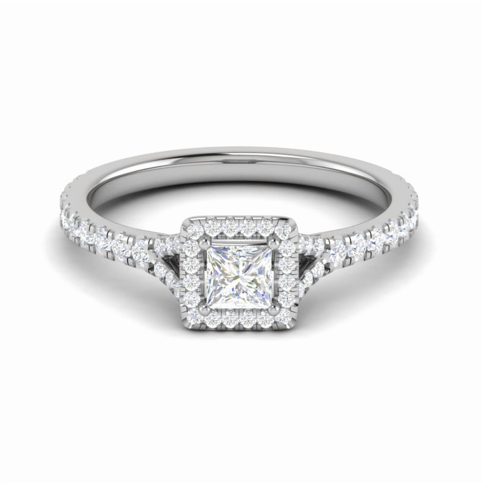 Auory Princess Cut Moissanite Engagement Ring - Bridal Ring - Halo Ring ...