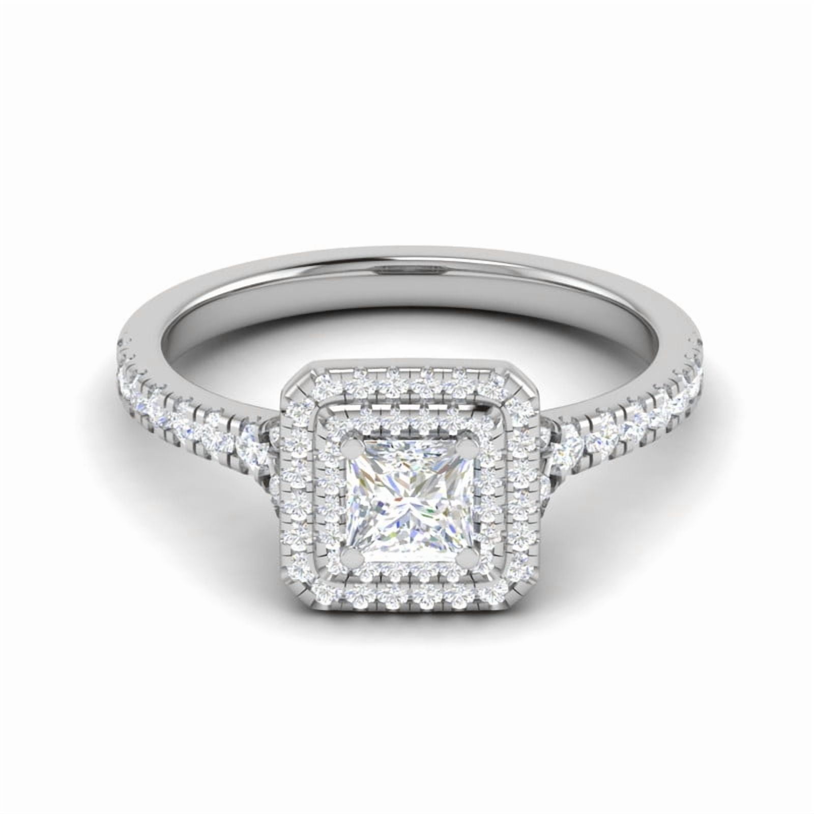 Auory Princess Cut Moissanite - Pave Set - Split Shank - Double Halo ...