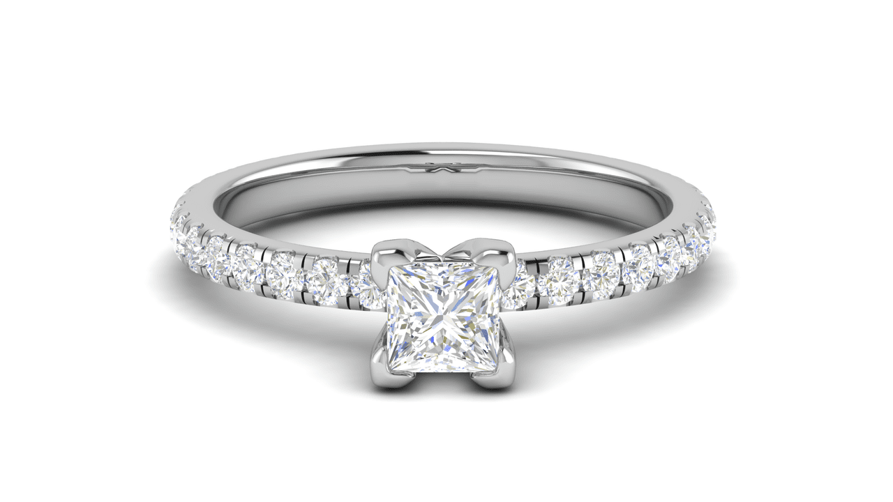 Auory Princess Cut Moissanite Wedding Ring - 18K White Gold Plated ...