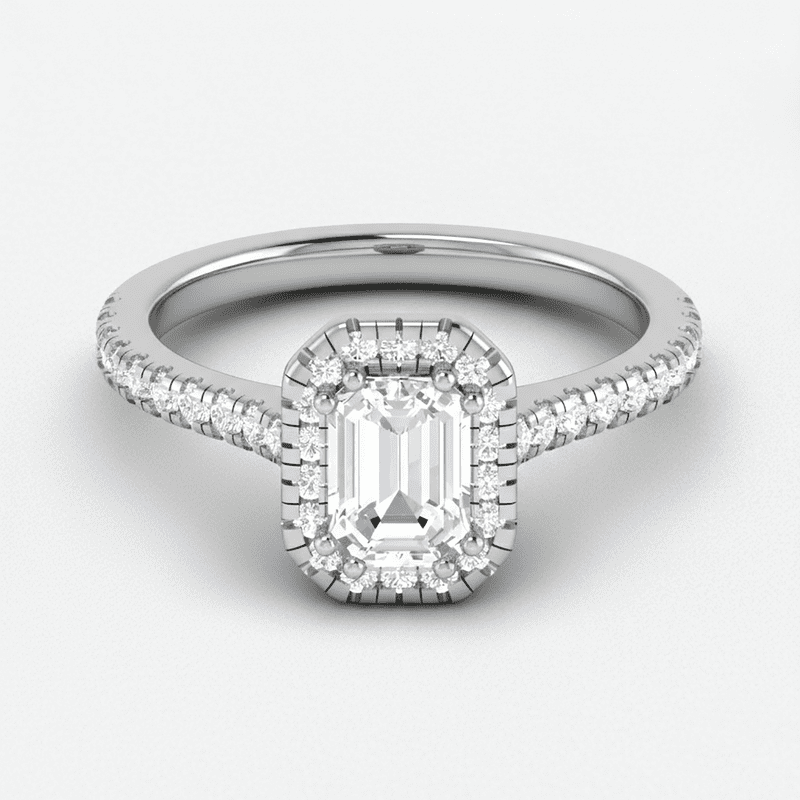Auory Radiant Cut Moissanite Halo Engagement Ring, Solitaire With ...