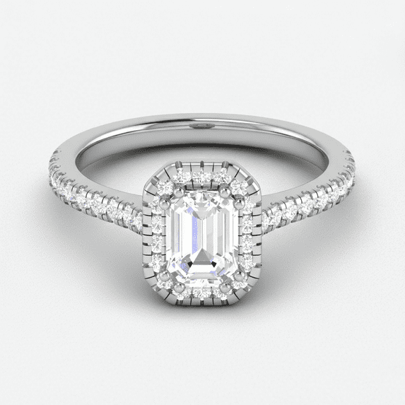 Auory Radiant Cut Moissanite Halo Engagement Ring, Solitaire With ...