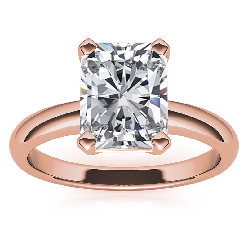 Auory Radiant Cut Moissanite Solitaire Ring in Rose Gold Plated ...