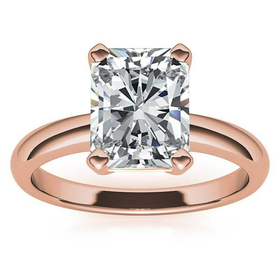 Auory Radiant Cut Moissanite Solitaire Ring in Rose Gold Plated ...