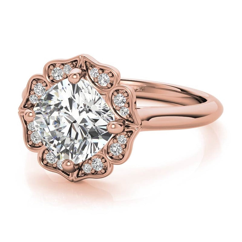Auory Rose Flower Rings for Women - Party Wear Silver Jewelry Gift ...