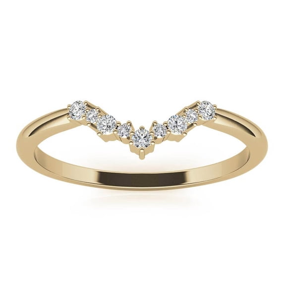 Auory Round Cut Moissanite Chevron Engagement Ring - Curved Band Bridal ...