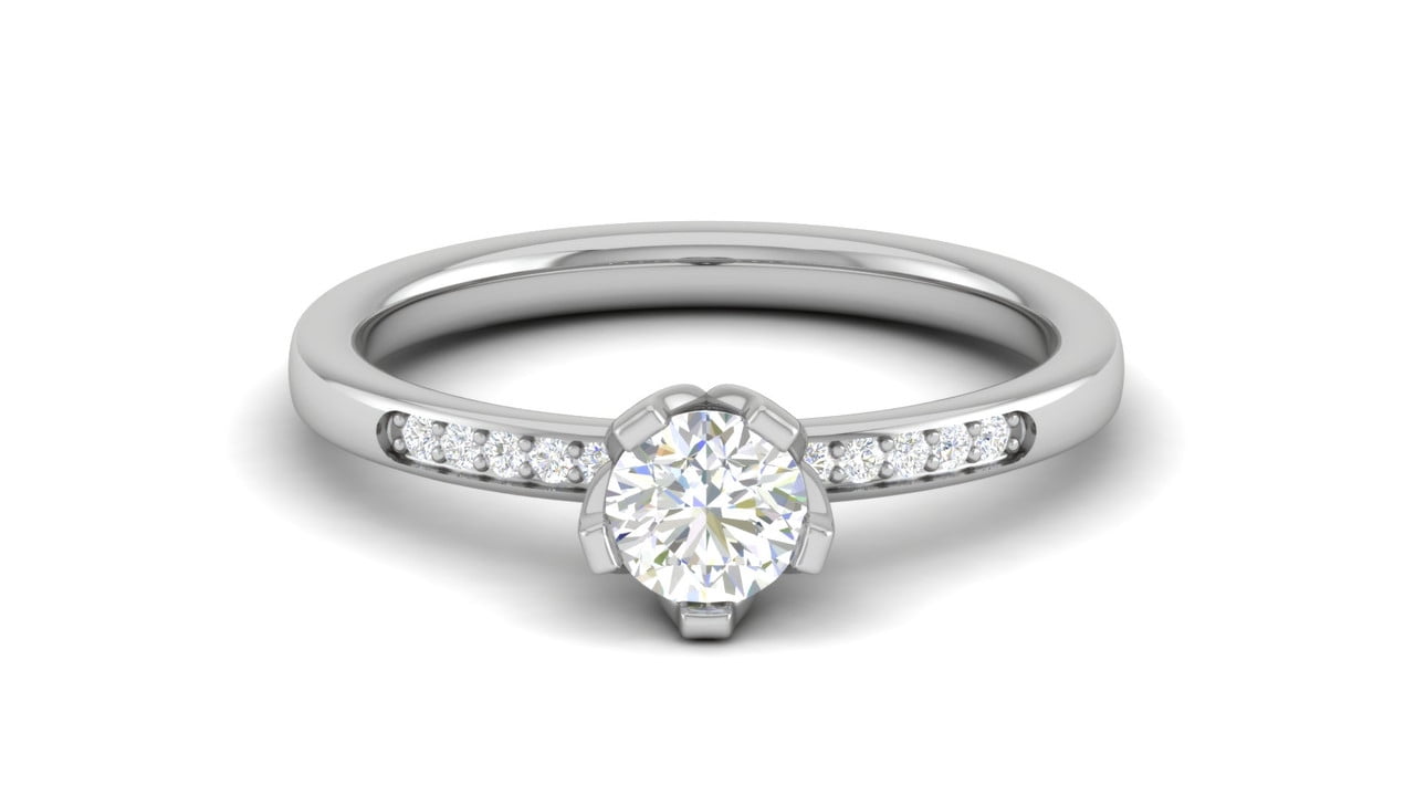 Auory Round Cut Solitaire Moissanite Engagement Ring - Classic Wedding ...