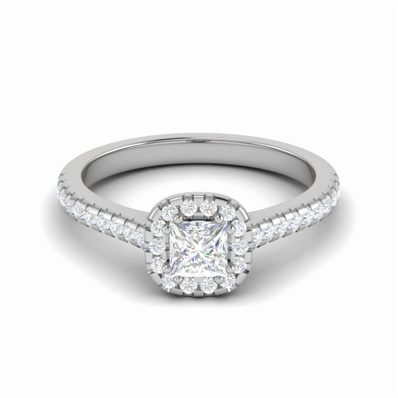 Auory Silver Engagement Ring for Women - Halo Solitaire Moissanite ...