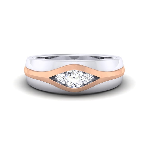 Auory Solitaire Round Cut Moissanite Engagement Band - Dual Tone ...