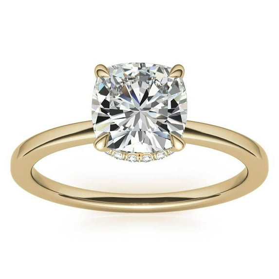 Auory Stackable Moissanite Solitaire Ring in Cushion Cut with ...