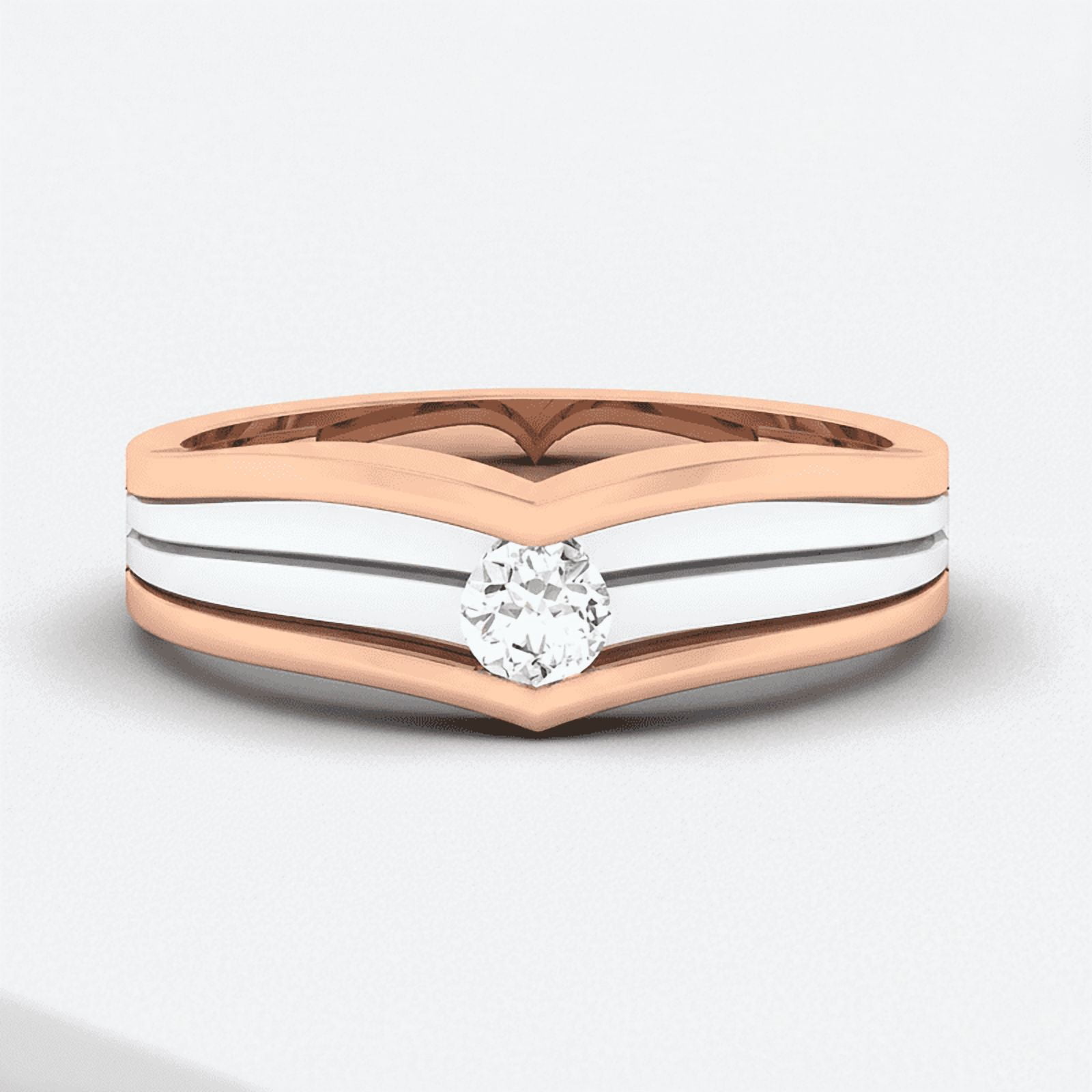 Auory Sterling Silver Classic Two Tone Moissanite Solitaire Chevron ...