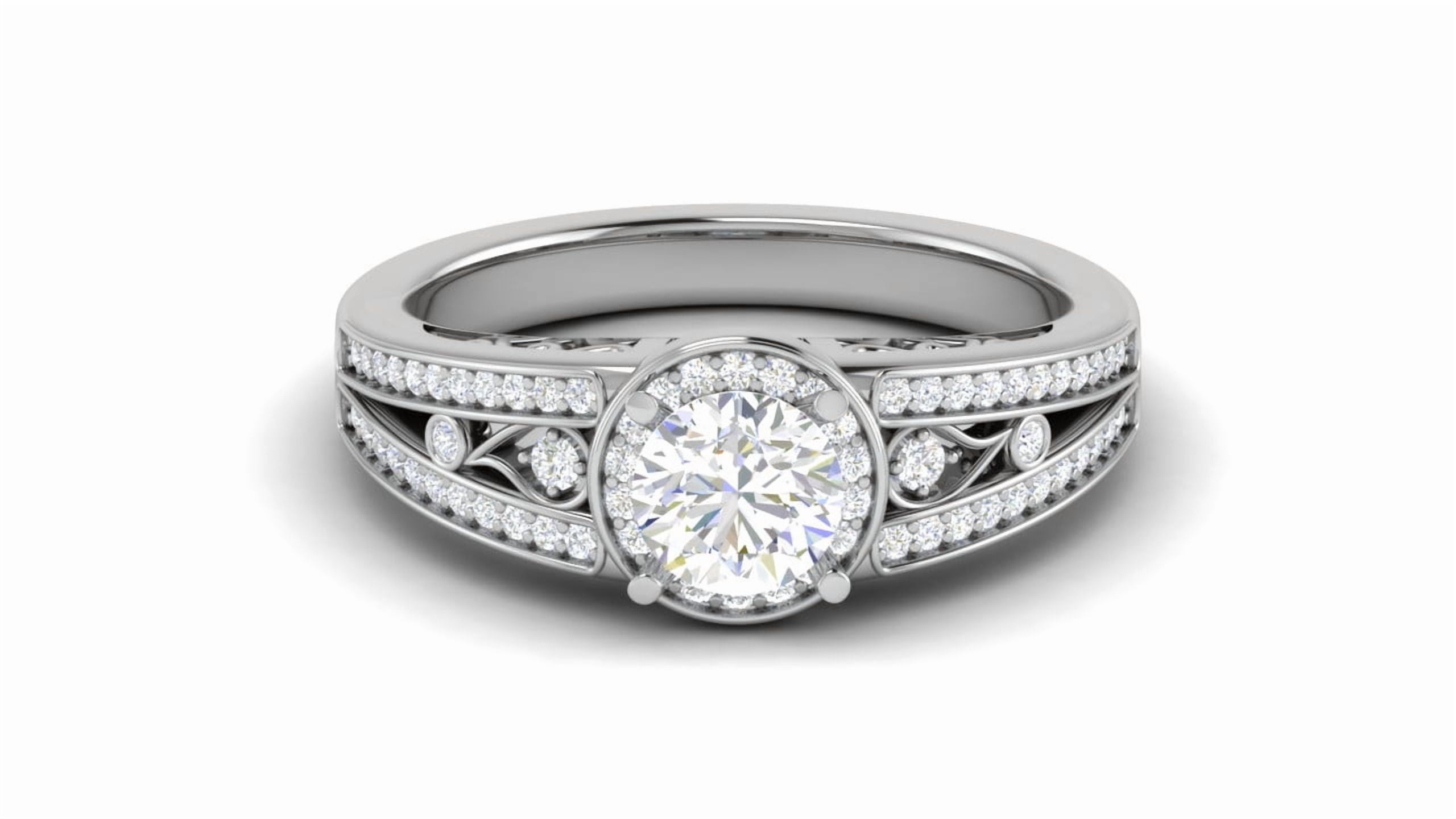 Auory Vintage Inspired Round Cut Moissanite Split Shank Halo Engagement ...