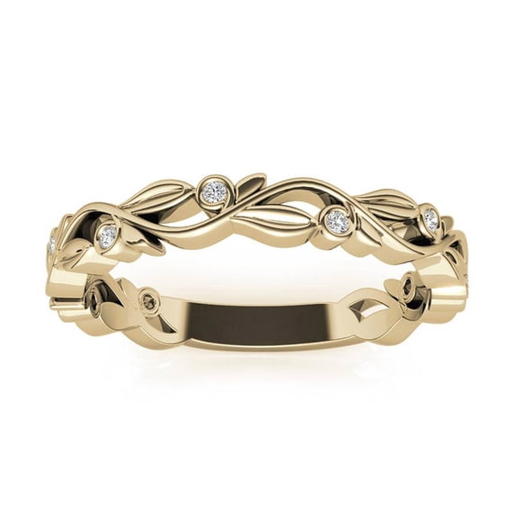 Auory Yellow Gold Plated Leaf Design Ring - Women Eternity Bands ...