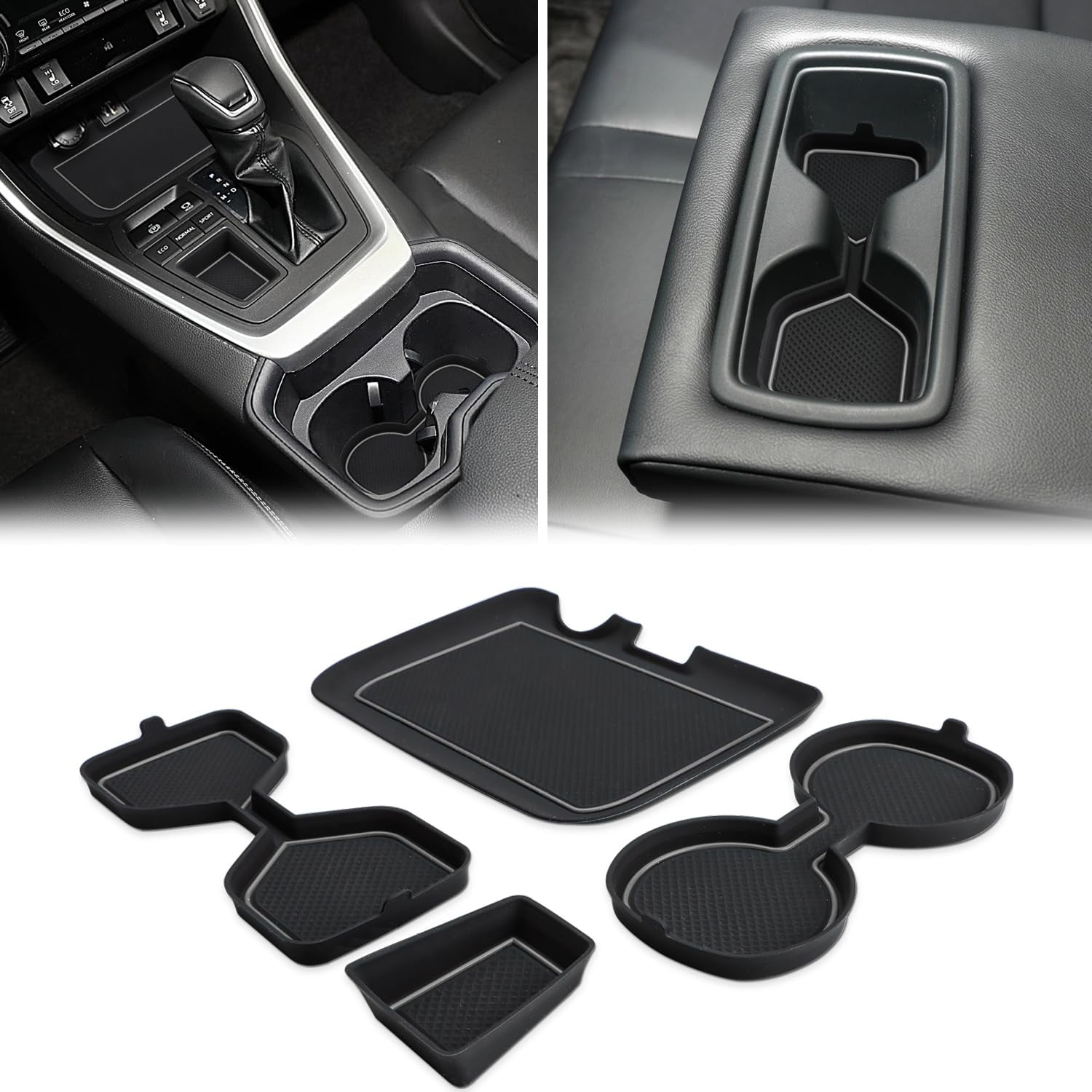 Auovo 3D Cup Holder Insert Liners Compatible with Toyota RAV4 ...
