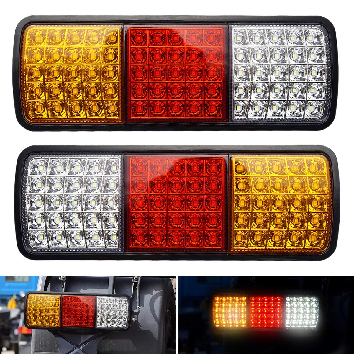 Auovo 75 LED Truck MMF7 Tail Lights DC12V Amber Red White Turn Signal ...