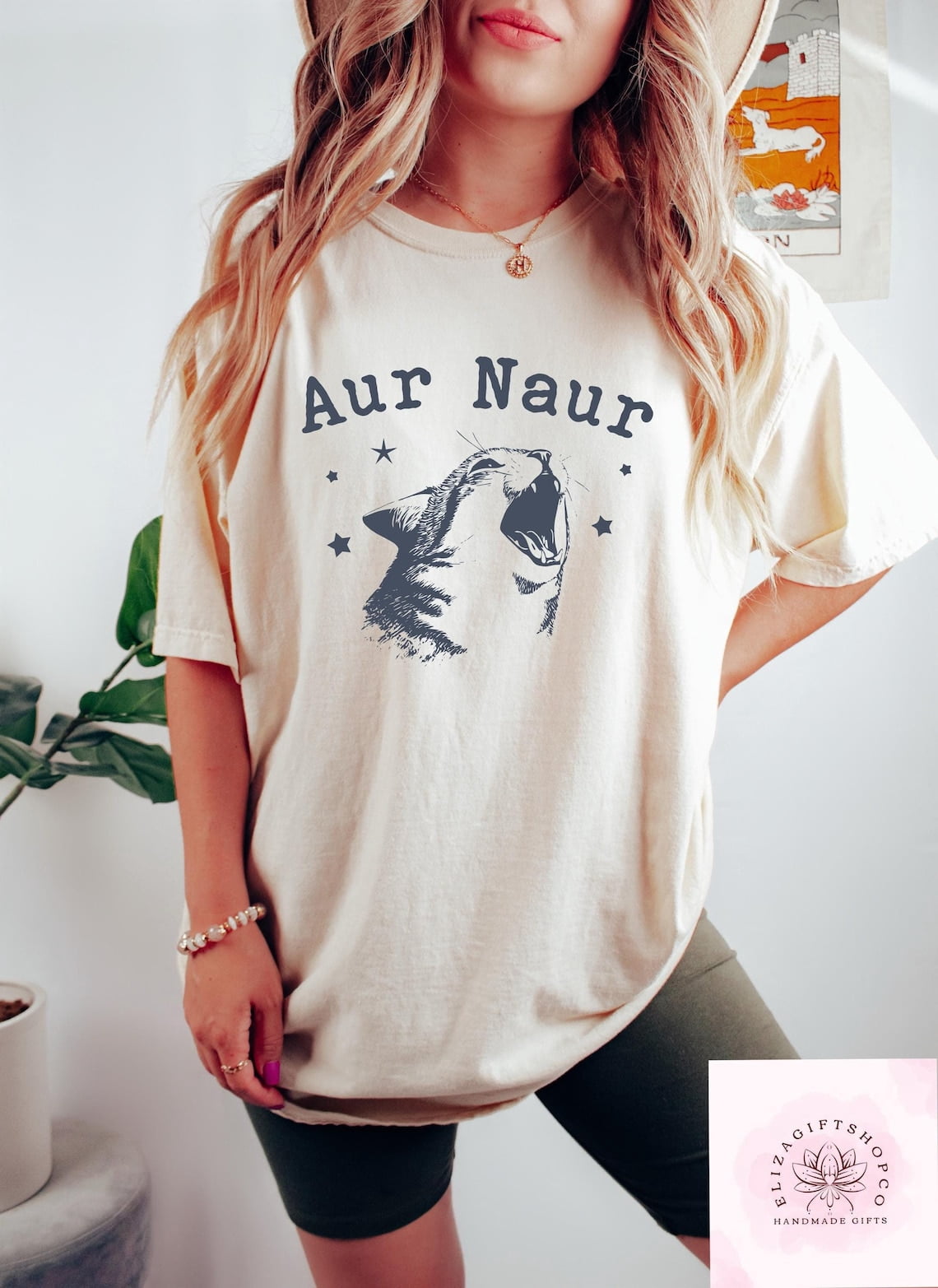 Aur Naur Cat Meme T-Shirt with Retro Style, Funny Cat Lover Graphic Tee ...