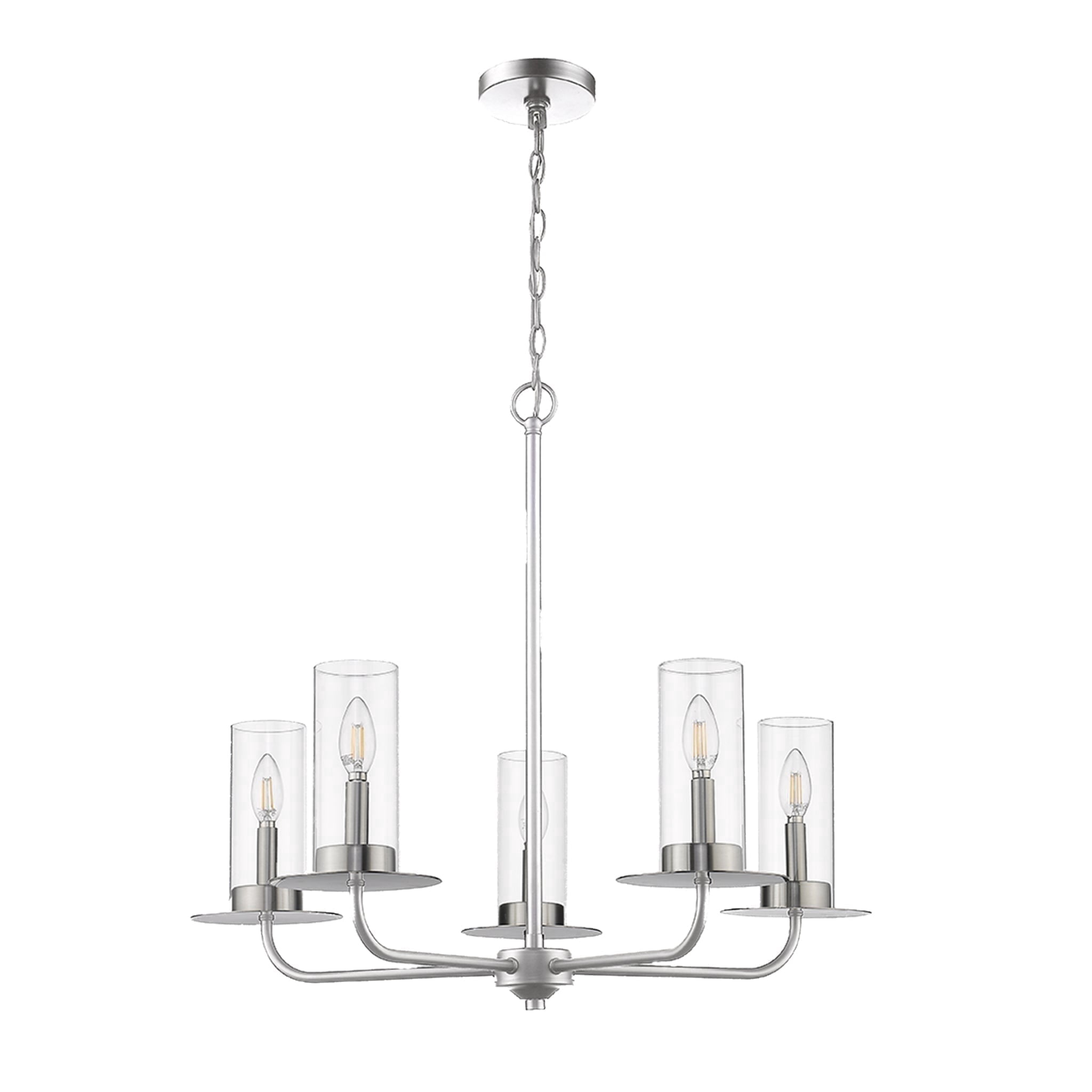 Vivio Lighting Aura 5-Light Farmhouse Brushed Nickle Corded Electric ...