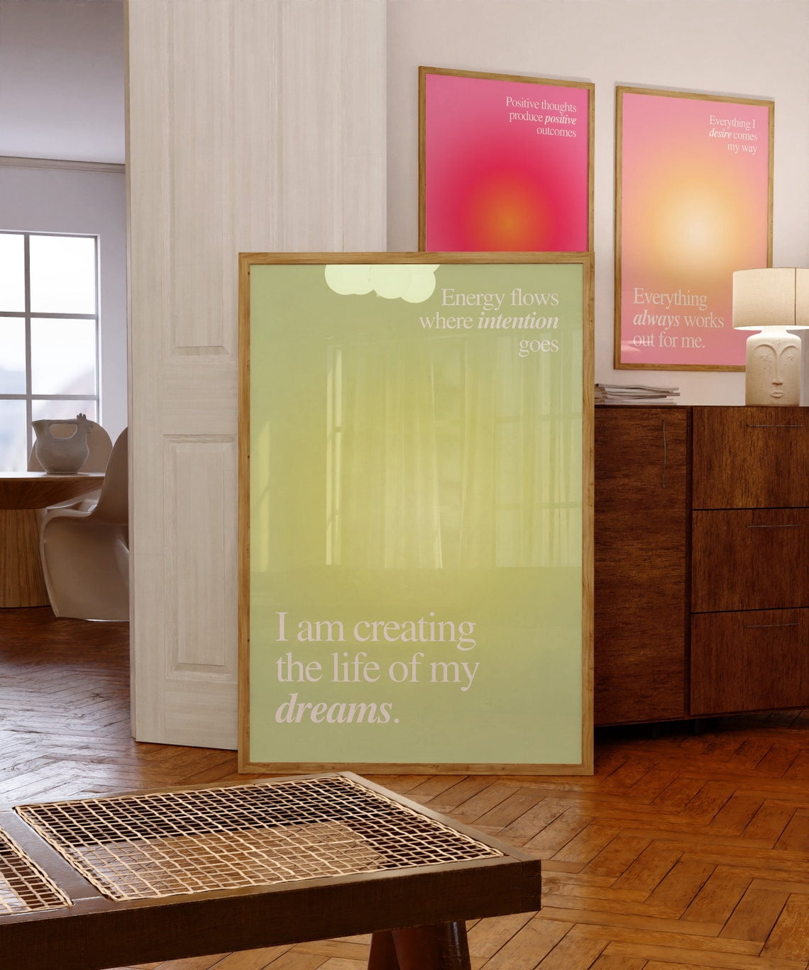 Aura Affirmation Manifestation Quote Green Positivity Gradient ...