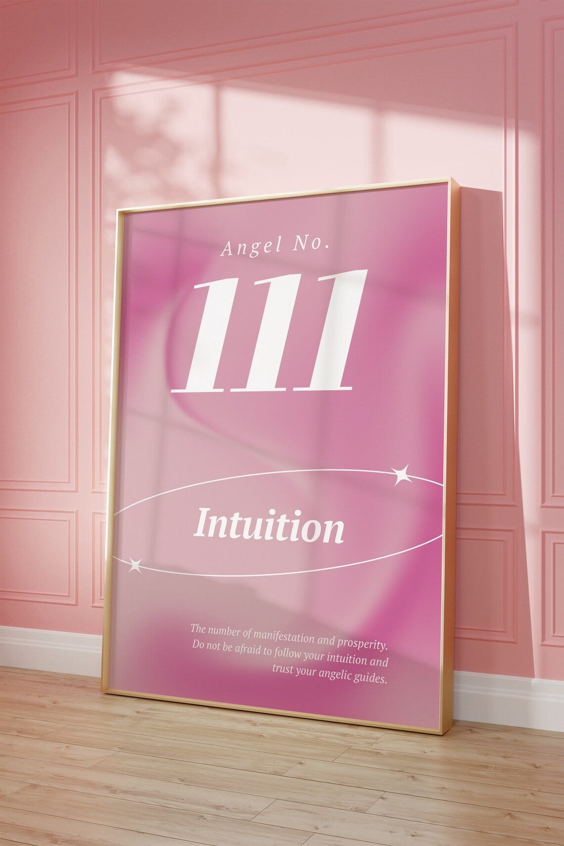Aura Angel Number Poster 111, Angel Number Wall Art, Pink Gradient ...