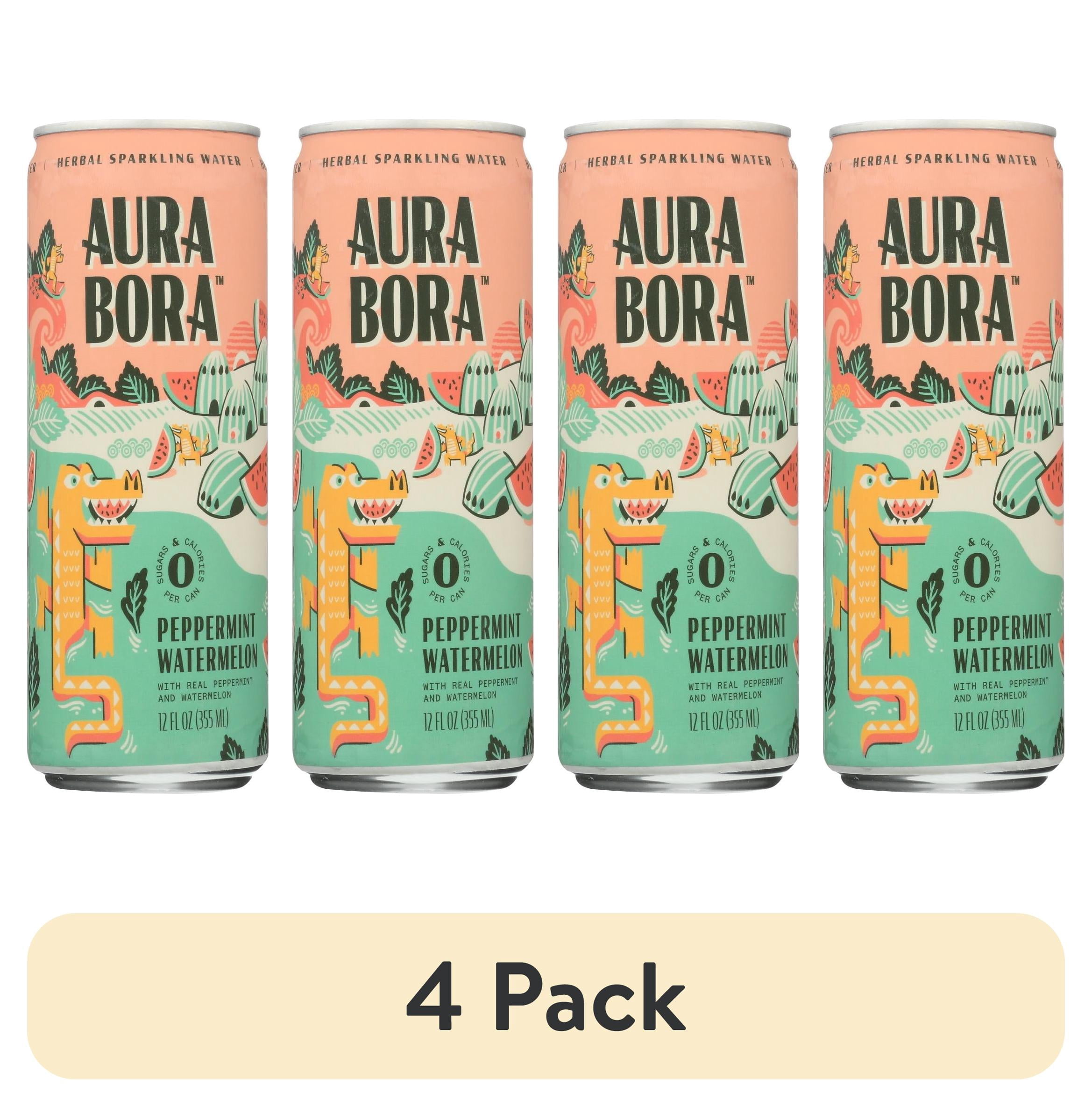 (4 pack) Aura Bora Peppermint Watermelon Sparkling Water, 12 Fl Oz ...