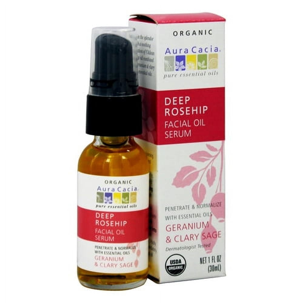 Aura Cacia Deep Rosehip Facial Oil Serum, Geranium And Clary Sage - 1 ...